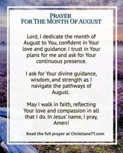 Prayer For The Month Of August - ChristiansTT