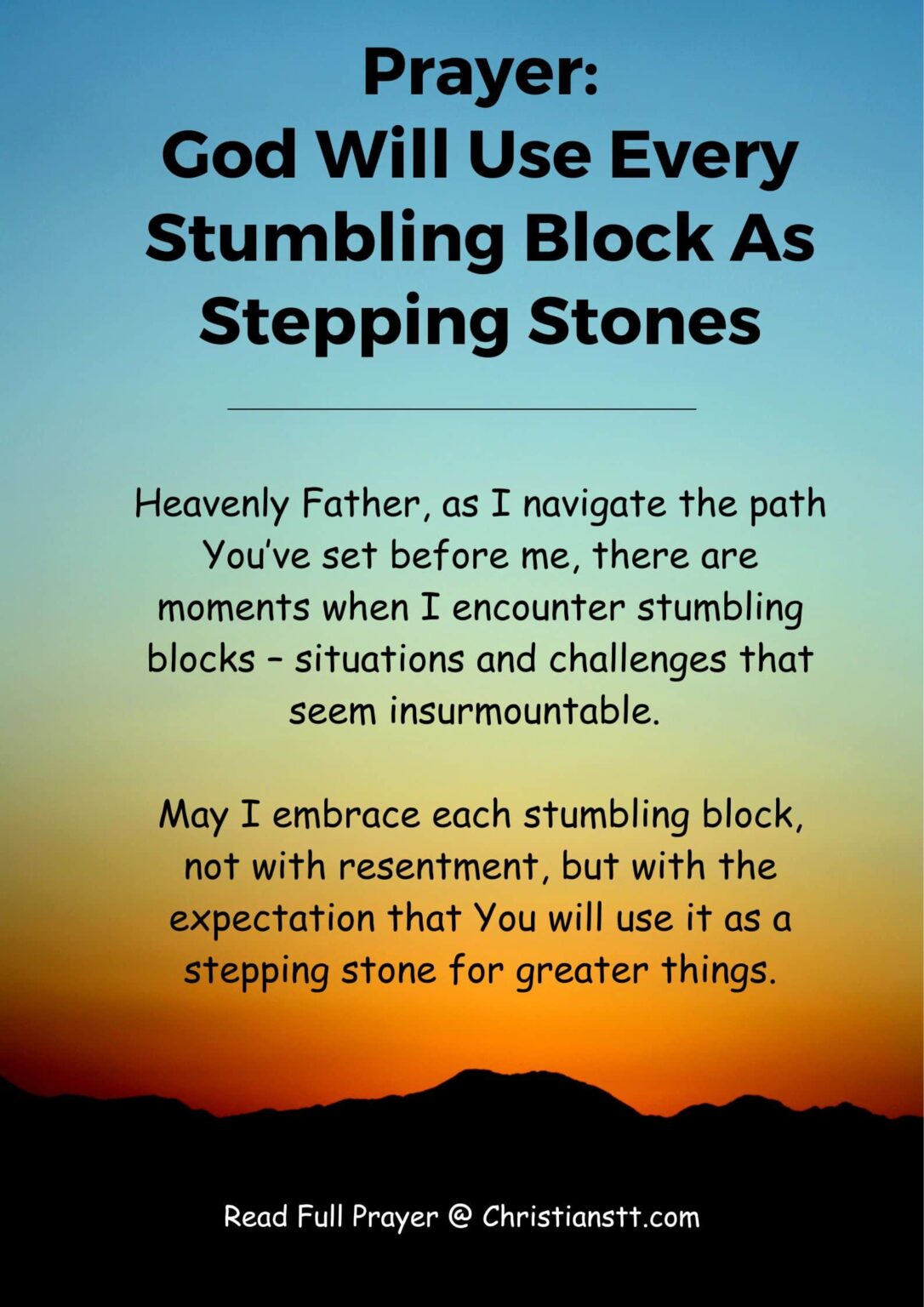 Prayer: God Will Use Every Stumbling Block As Stepping Stones