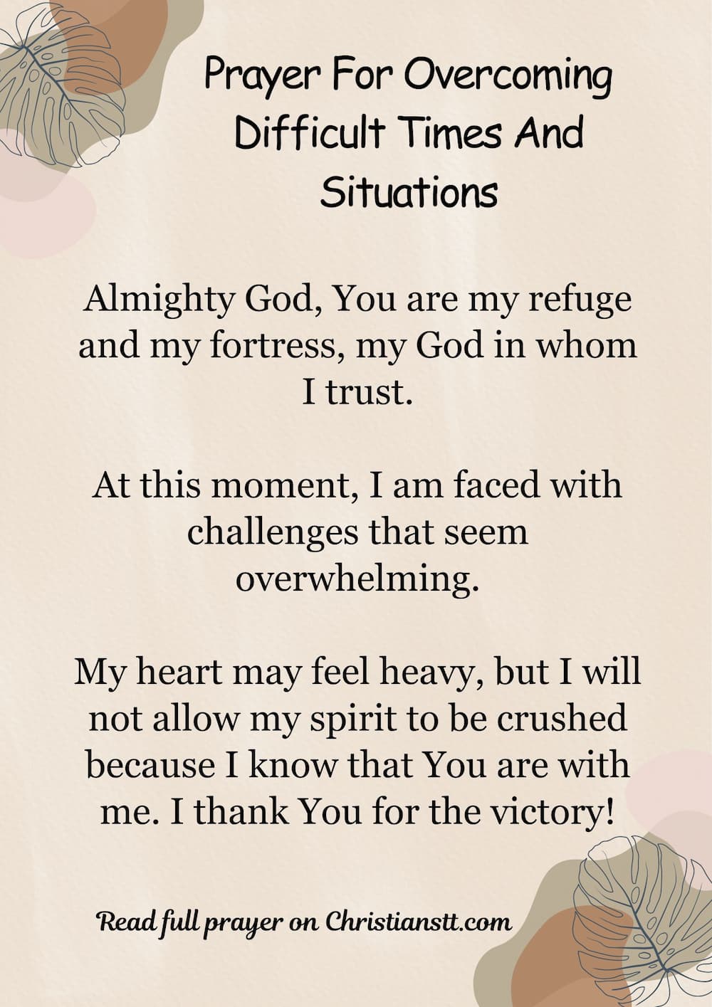 Prayer For Overcoming Difficult Times And Situations - ChristiansTT